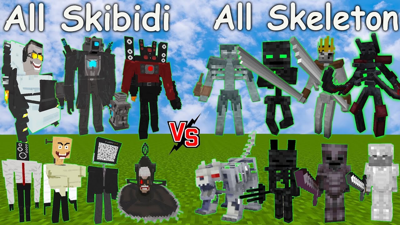 All Skibidi Toilets vs All Powerful Skeletons | Minecraft Mob Battle ...