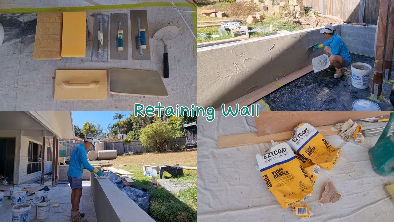 Retaining Wall Rendering | 옹벽 미장 | Q1 Tiling [ENG/KOR] - YouTube