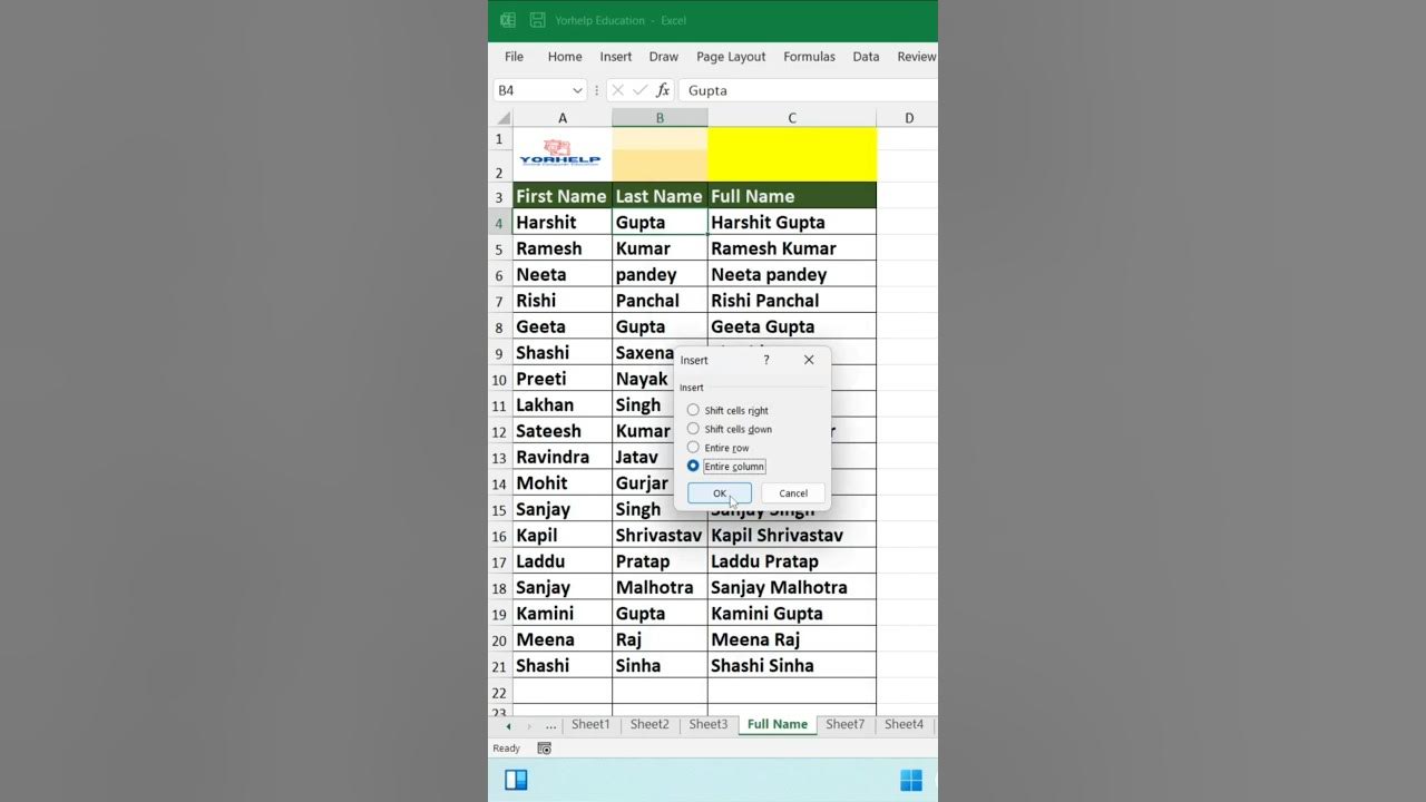 Insert column & row using short trick, MS Excel Quick tips #ExcelShortcuts #ExcelTips # ...