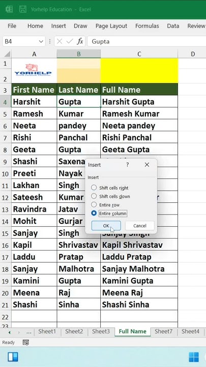 Insert column & row using short trick, MS Excel Quick tips #ExcelShortcuts #ExcelTips # ...