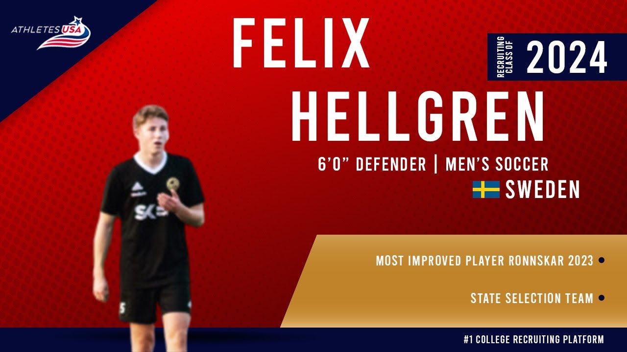 Men's Soccer | 6'0" Defender, Midfielder | Felix Hellgren, Sweden ...