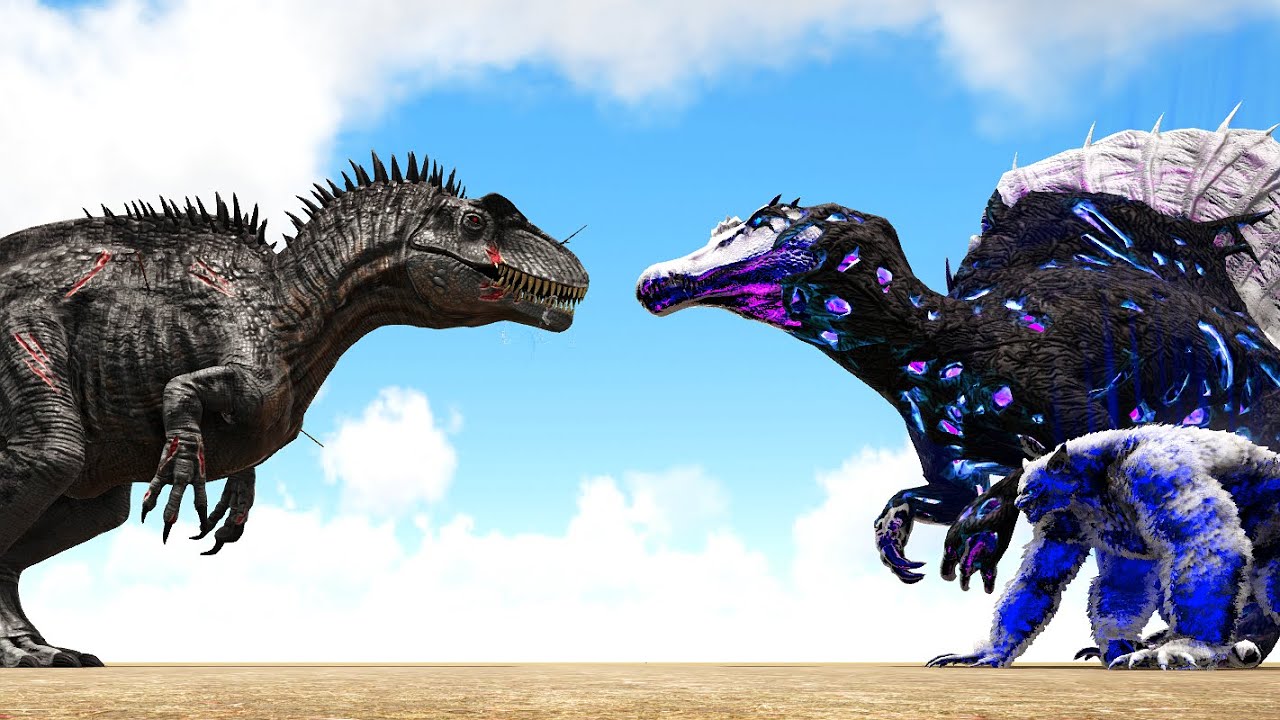 SAVAGE ACRO vs. ASCENDED/CORRUPTED CELESTIAL DINOS | ARK Dino Battle 🦎 ...