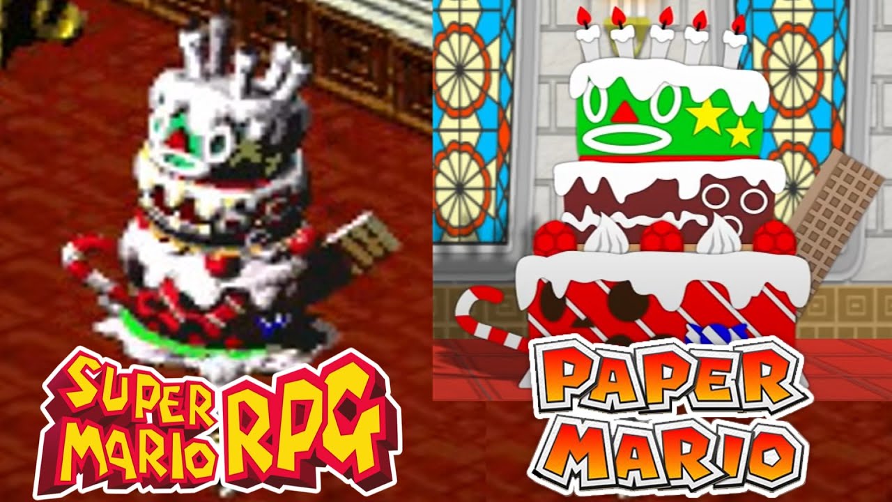 【SUPER MARIO RPG】ストロベリー&ラズベリー戦 Wedding cake Bundt boss fight【PAPER ...