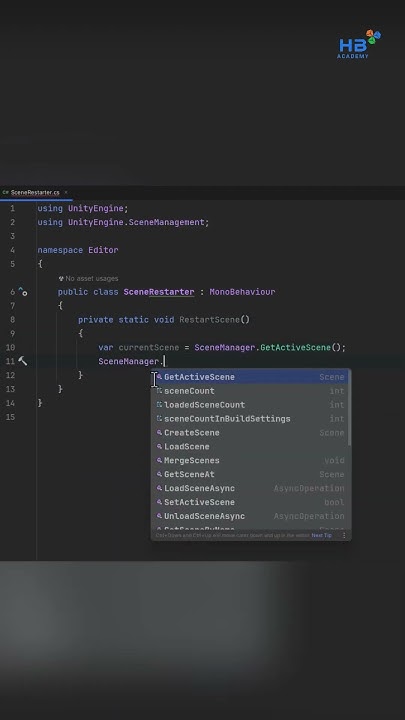 Cách nhanh nhất để Restart trò chơi trong Unity #hbacademy - YouTube