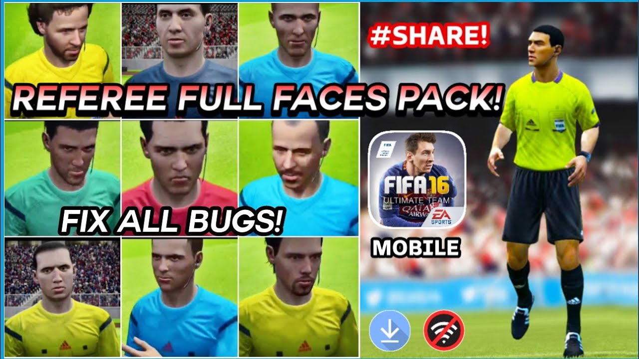 #SHARE REFEREE FACES PACK Original Fix Bugs (WASIT) FIFA16 Mobile ...