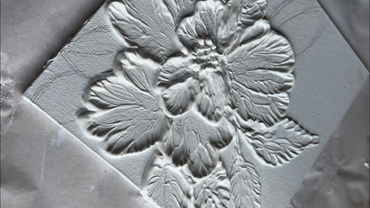 DIY 3D Textured art , 3D flower painting on canvas with texture paste ...