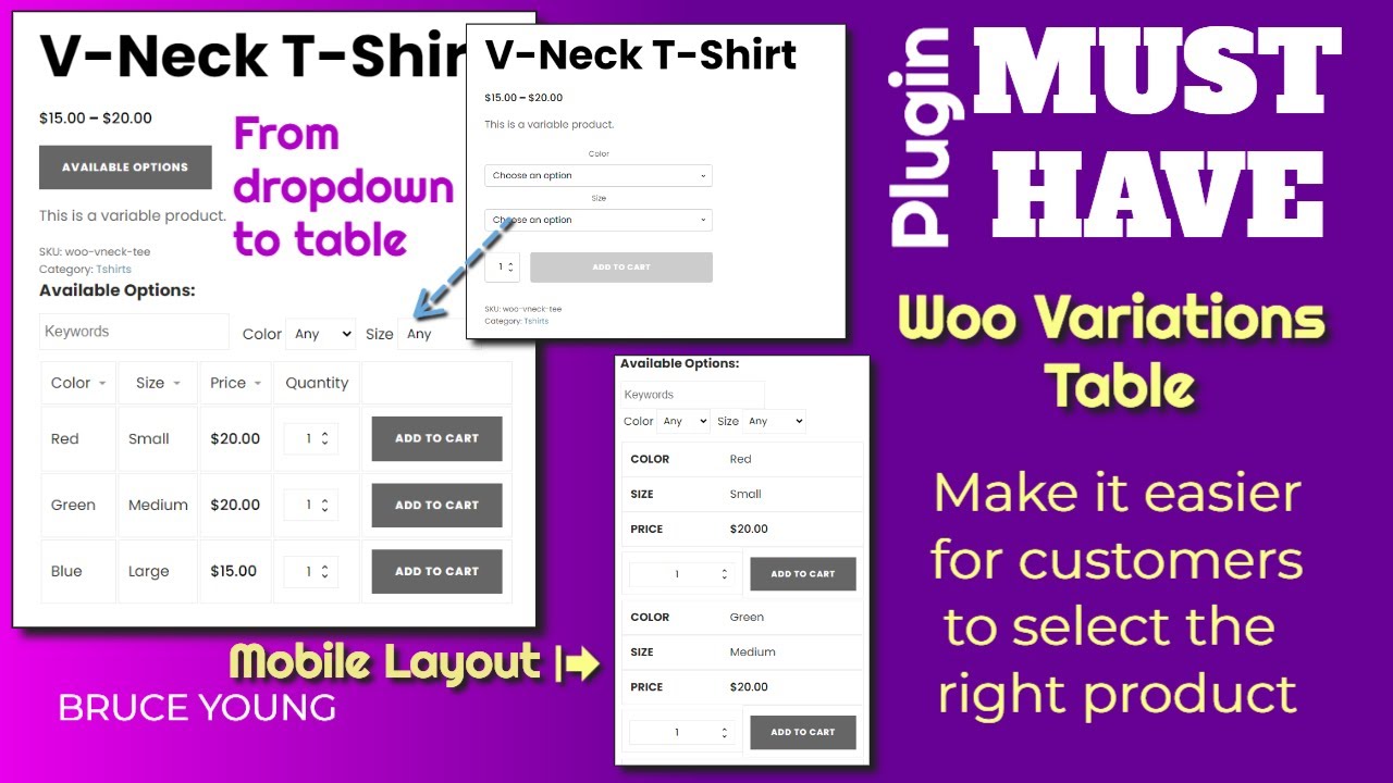Woo Variations Table [FREE] - the perfect mobile-friendly solution ...