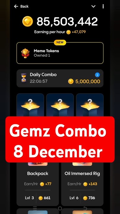 Gemz Daily Combo Today 8 December Daily Combo Today #gemz #combo #airdrop - YouTube