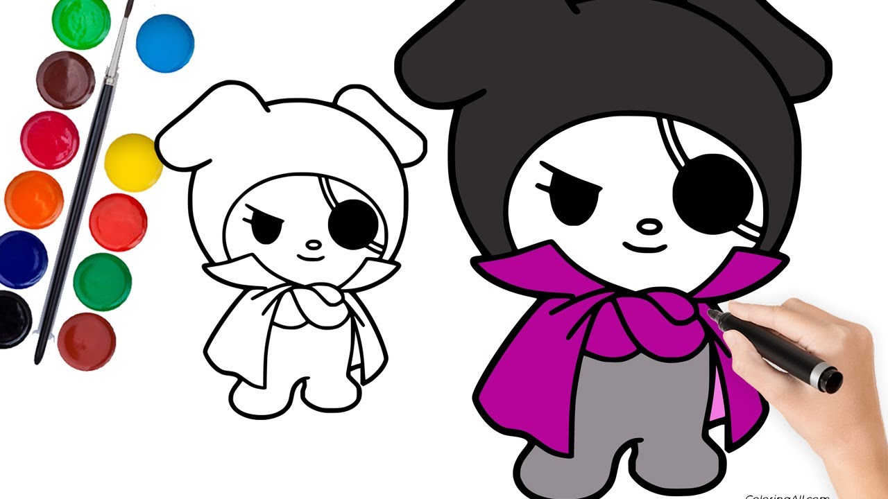 Ninja Kuromi Drawing and Coloring for Kids | Fun and Easy Coloring ...