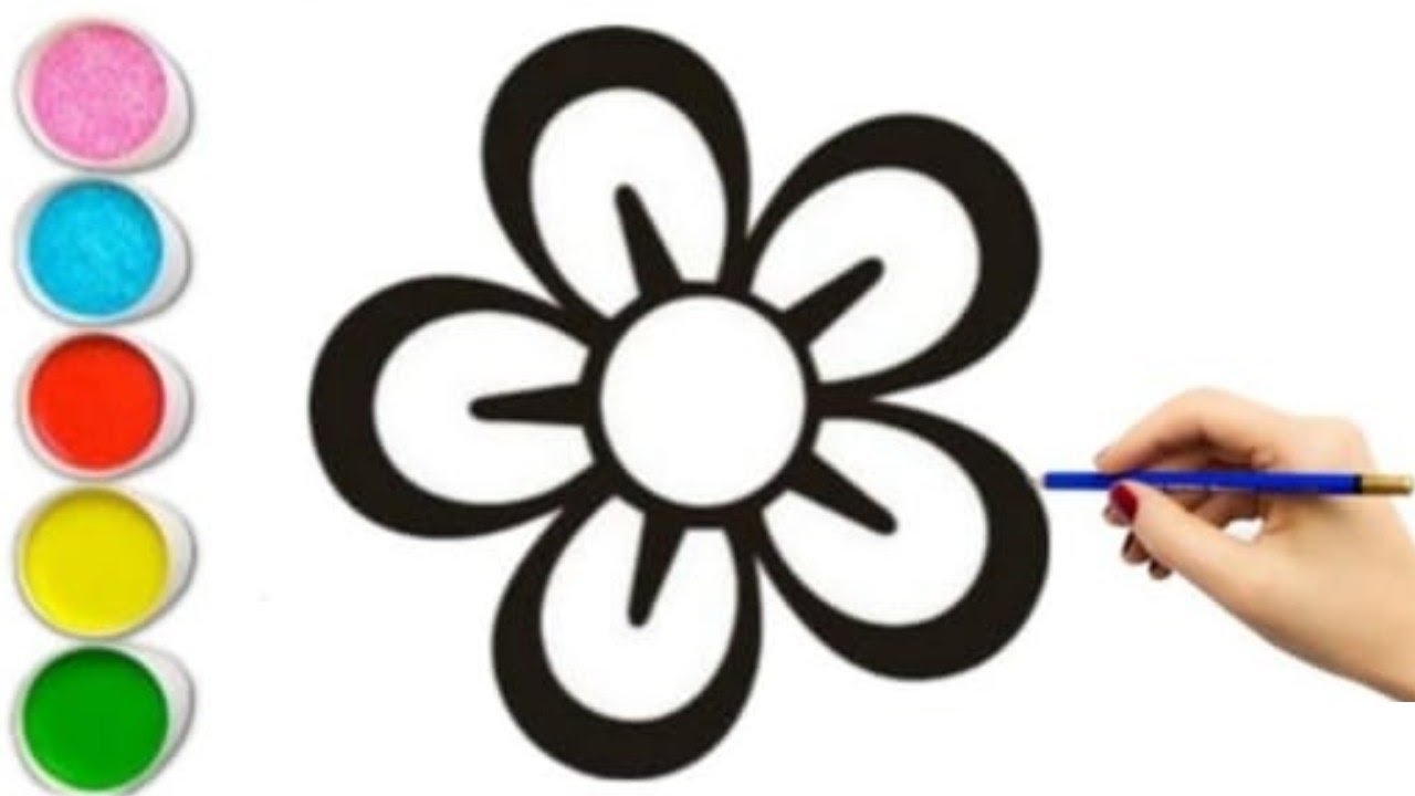 How to draw cute flower | Flower drawing, coloring & painting for kids ...