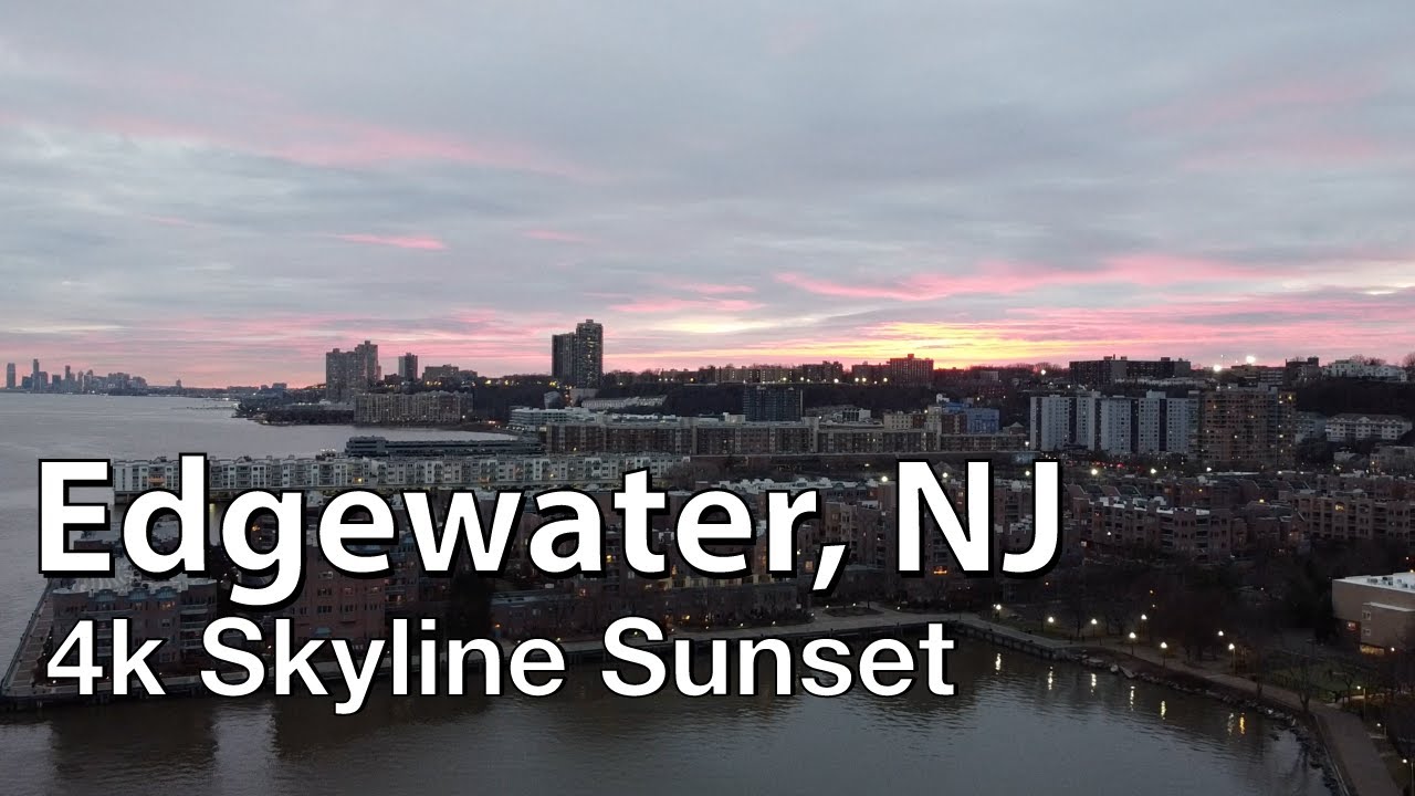 Edgewater, New Jersey Skyline at Sunset | 4k Drone Video Shot On DJI ...