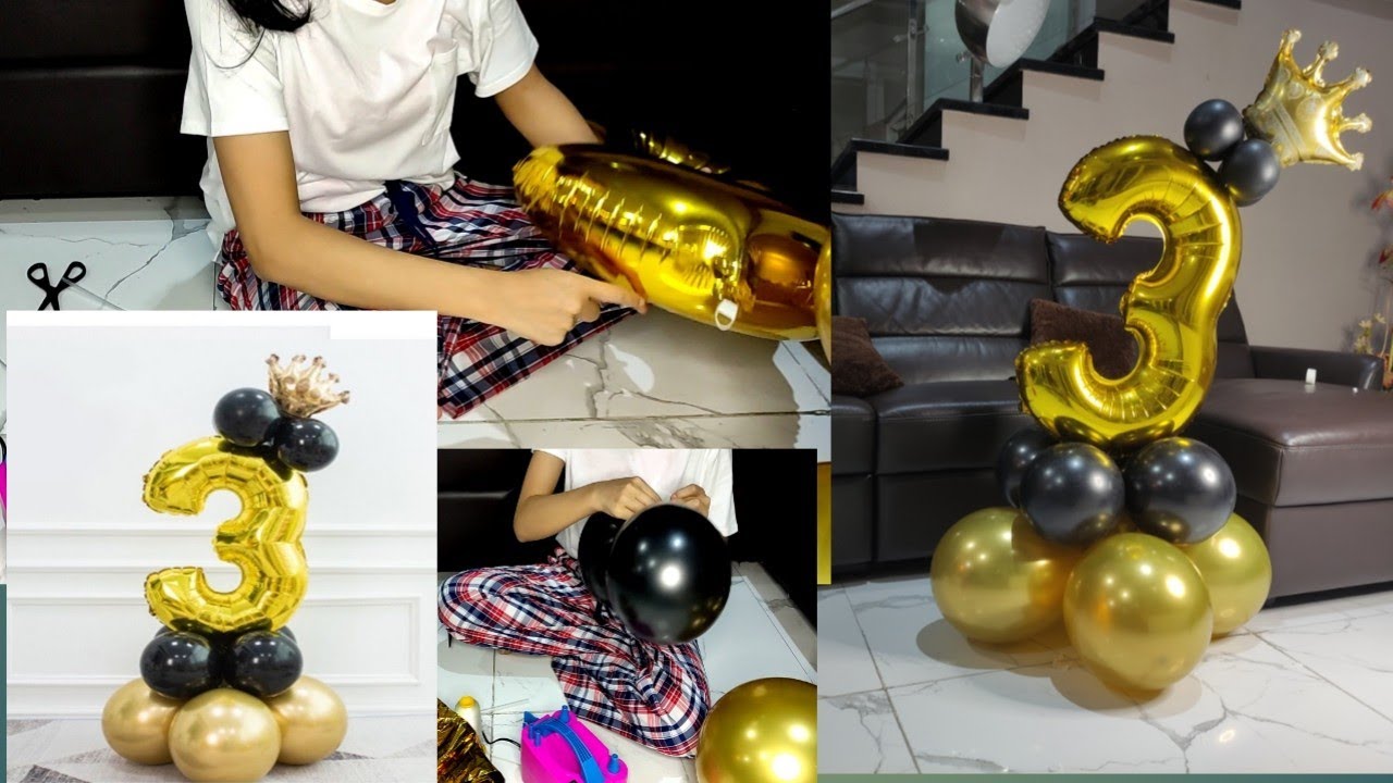 tutorial cara membuat buket balon angka dengan mudah - YouTube