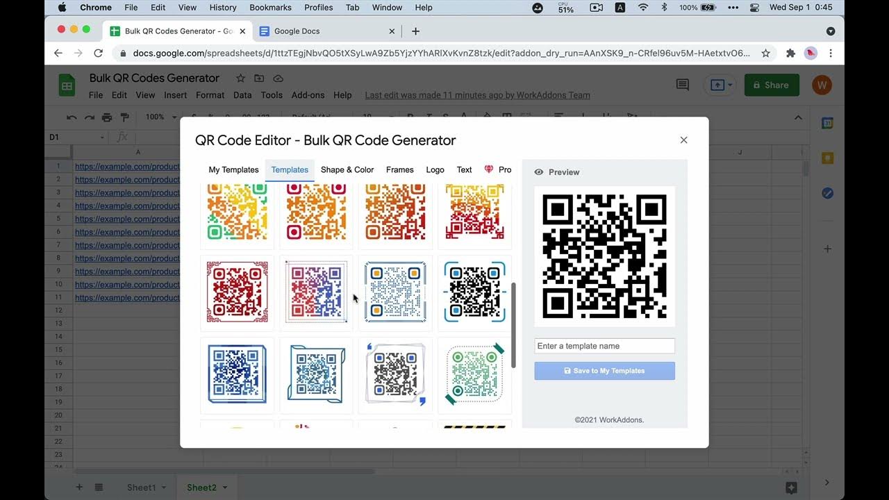 Bulk QR Code Generator and QR Code Editor for Google Sheets - YouTube