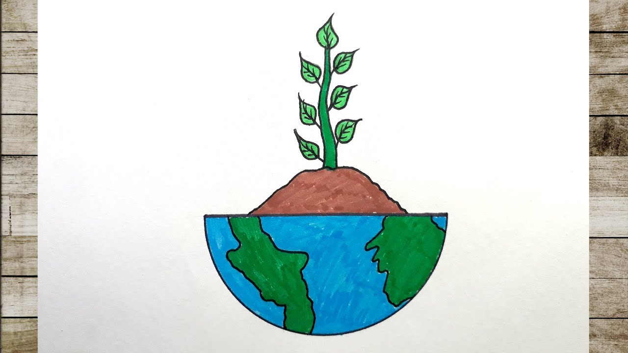 Tree Plantation Drawing | Save tree Drawing | Save Environment Drawing ...