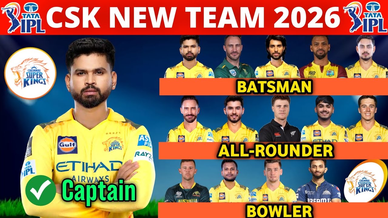 IPL 2026 | Chennai Super Kings Full Squad | CSK New Squad 2026 | CSK ...
