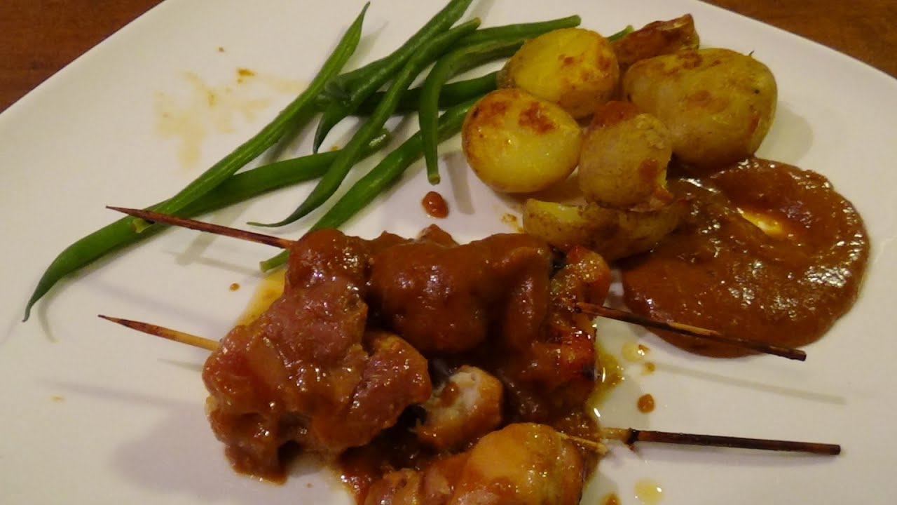 Chicken Satay with Roast Potatoes - YouTube