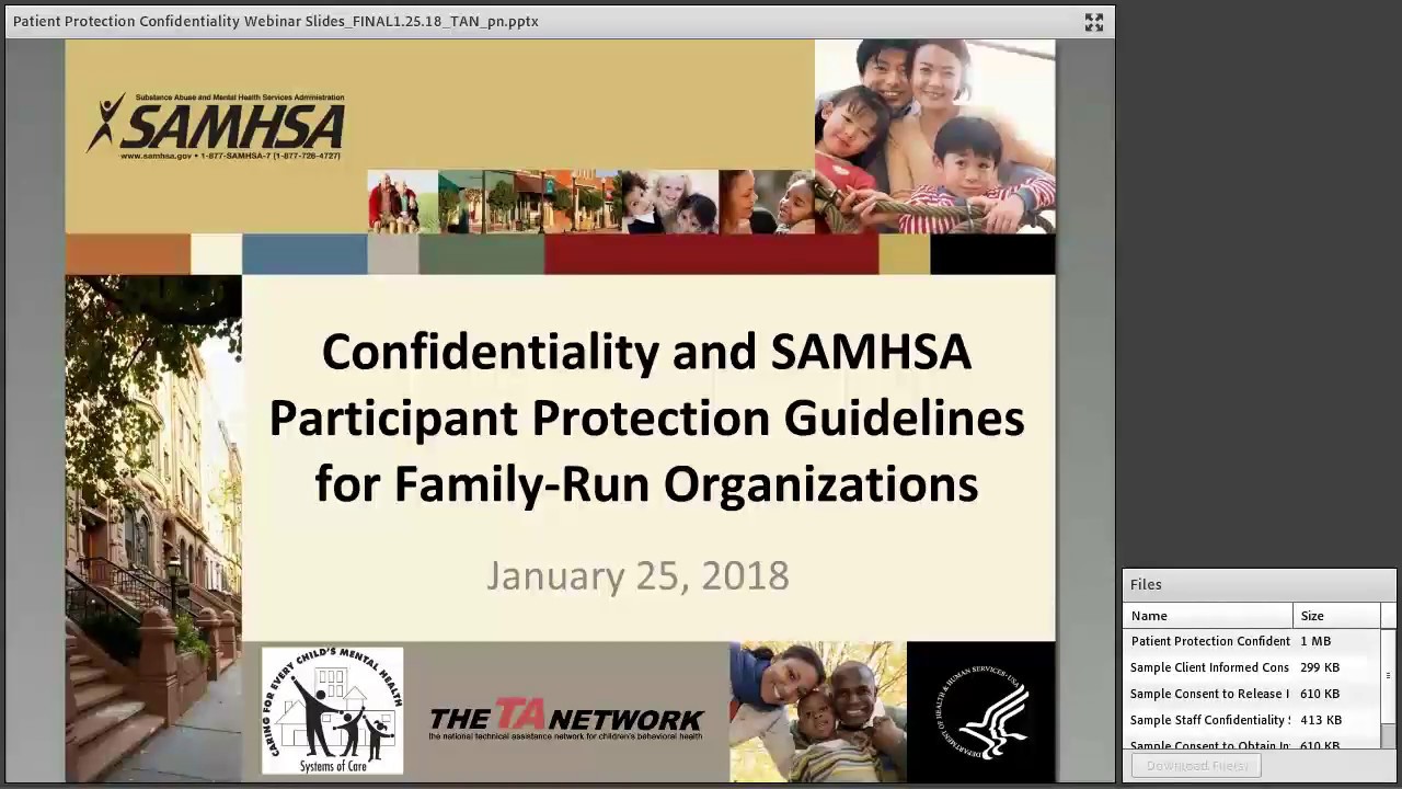 Learning Community for Family Leaders Confidentiality and SAMHSA ...