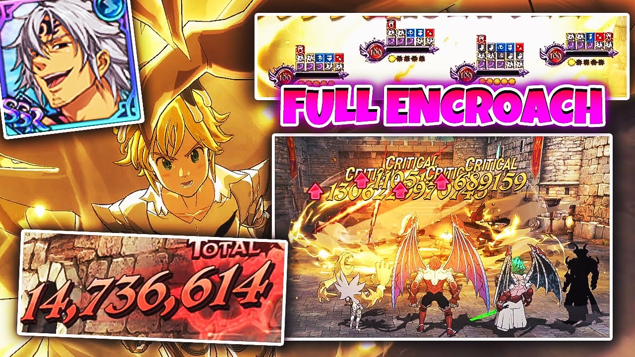 MEGA ENCROACH DAMAGE! DEMON KING MELIODAS ON A FULL 4V4 DEMON TEAM DOES ...