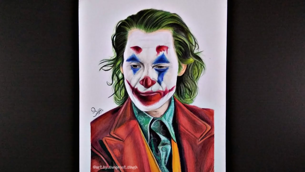 Drawing🤡 {joker} Joaquin Phoenix 🤡|| color pencils ️🤡 - YouTube