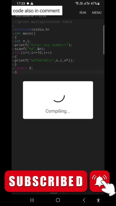 Multiplication table in c #c #coding #youtubeshorts - YouTube