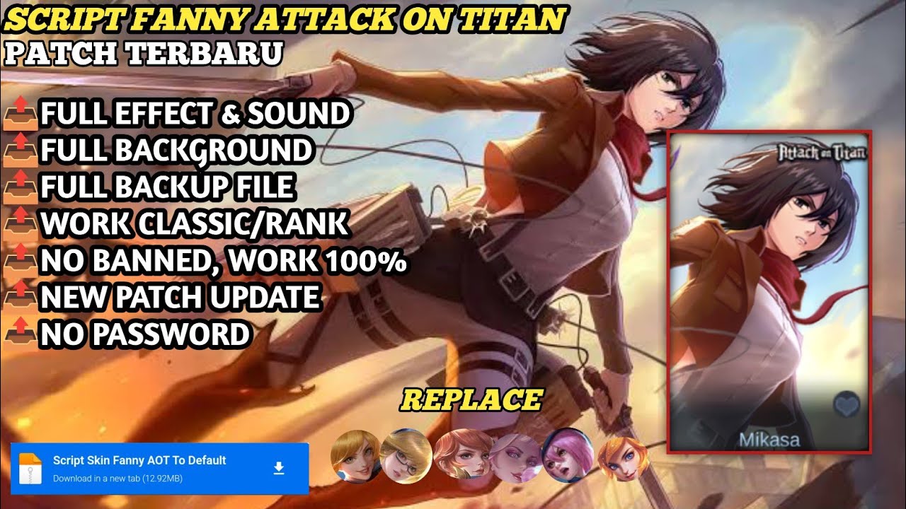 New Patch | Script Skin Fanny Attack On Titan | No Password Full Effect ...