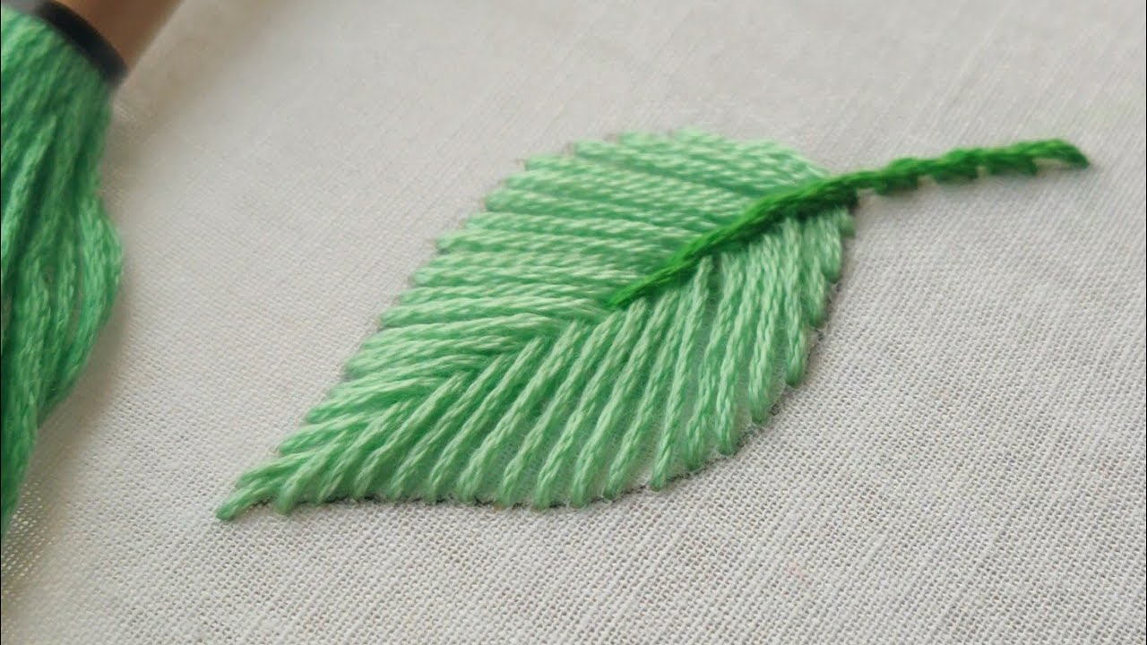 Fishbone Leaf Stitch, Hand Embroidery - YouTube