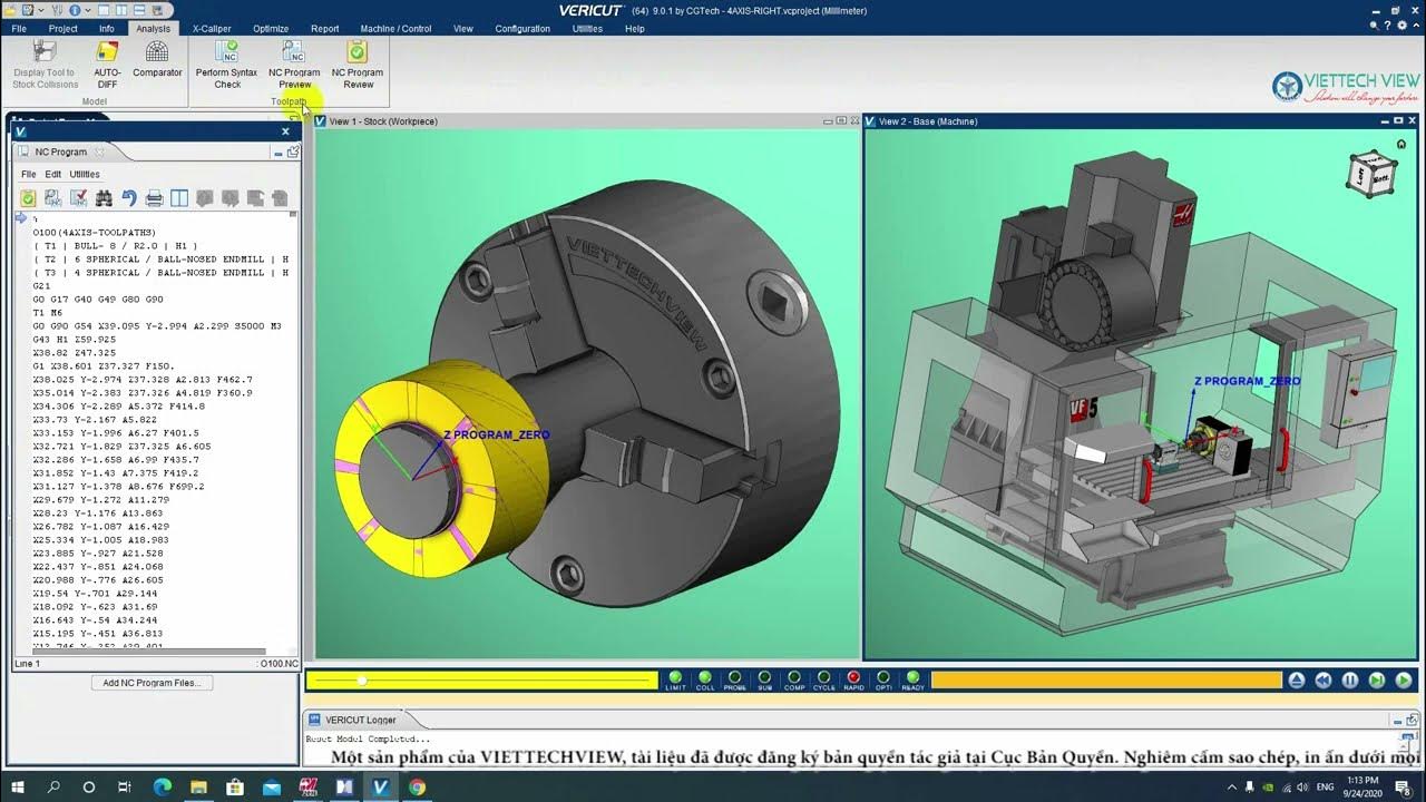 Mastercam 4 Axis Interface Vericut - YouTube