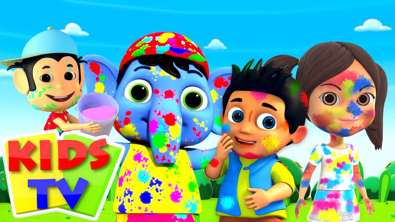 Holi Special Songs, होली आ गई, Indian Festival Cartoon Rhymes by Kids ...