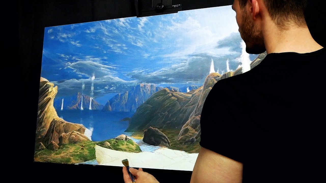 Calm Water and Grassy Shores – A Real Time Painting Tutorial - YouTube