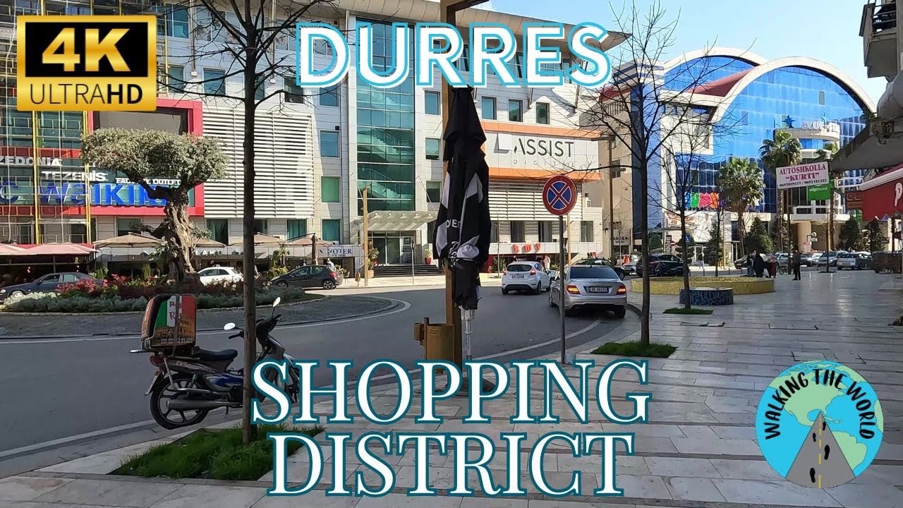 Durres Town Square to shopping 4k walking tour video Durres Albania ...