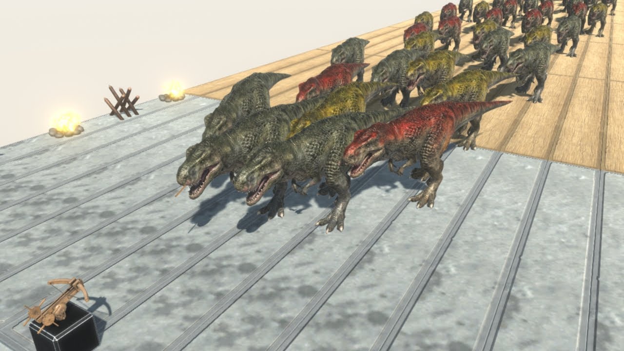 Weapon 2 vs 100 Carnivore Dinosaurs Army ARBS Animal Revolt Battle ...