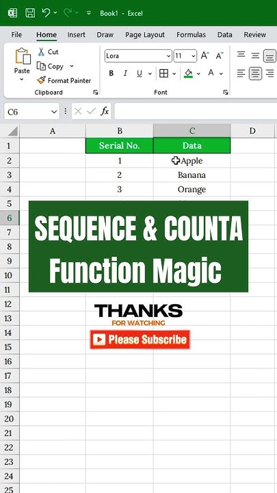 SEQUENCE & COUNTA Formula Magic: Auto Serial Numbers in Excel! - YouTube