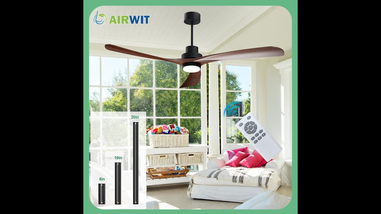 Airwit 56-inch Large Modern Ceiling Fan with LED Light - YouTube