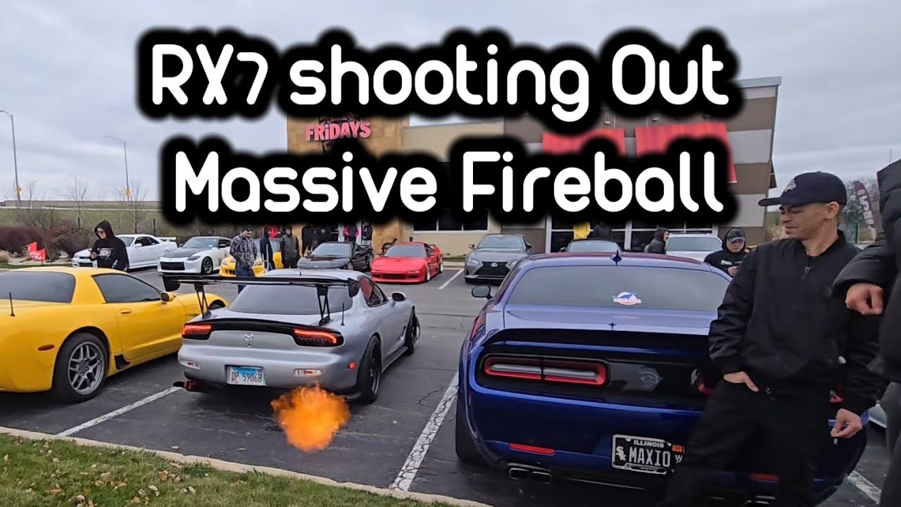 Mazda RX7 With Big Wing Shooting out Massive Fireball. #jdm #mazdarx7 # ...
