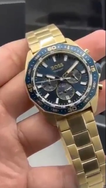 HUGO BOSS Energy Gold Stainless Steel Blue Dial Chronograph Quartz ...