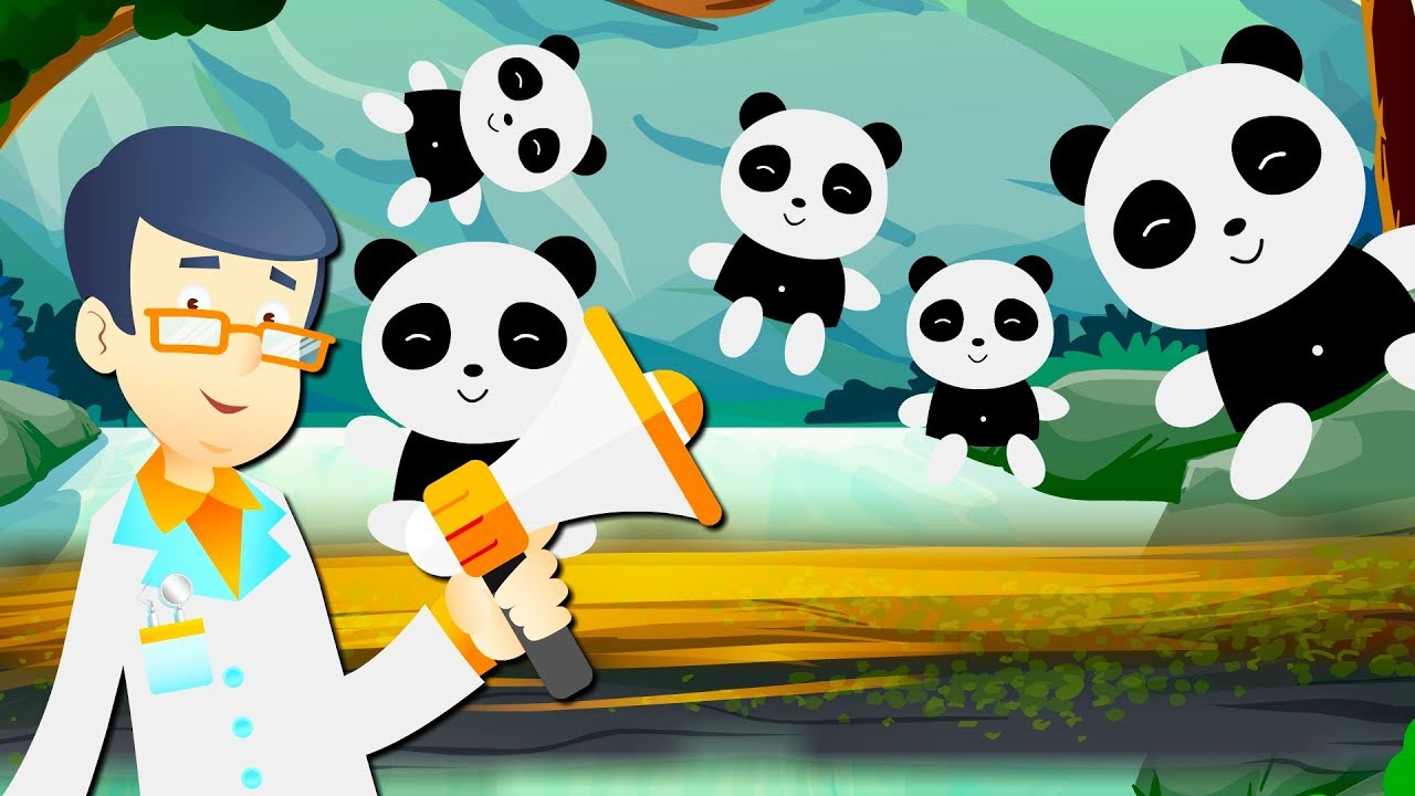 Five Little Pandas Jumping on the Bed | Nursery Rhymes with Cartoon ...