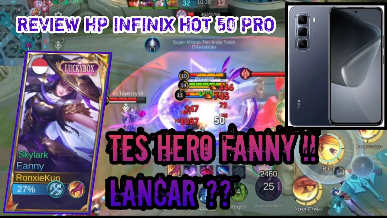 REVIEW HP INFINIX HOT 50 PRO TES GAMING! HERO FANNY MLBB | Mobile ...
