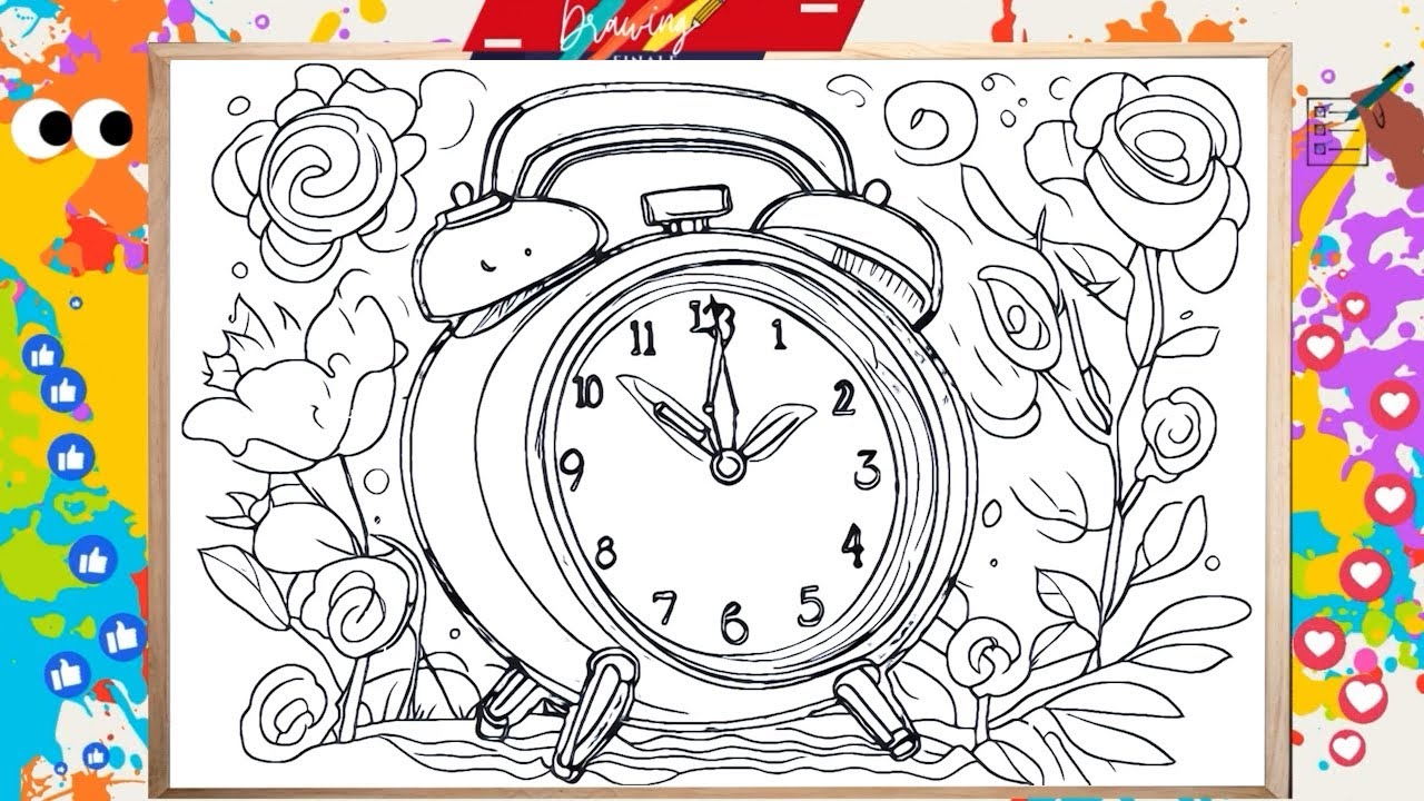 How to Draw Simple Alarm Clock Easy Step-By-Step Drawing and Coloring ...