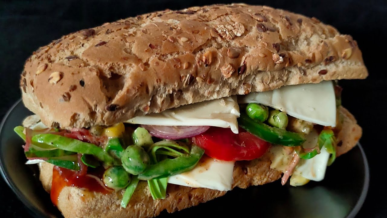 Subway 6 inches sub sandwich at home,Veg sub sandwich, Subway veggies ...