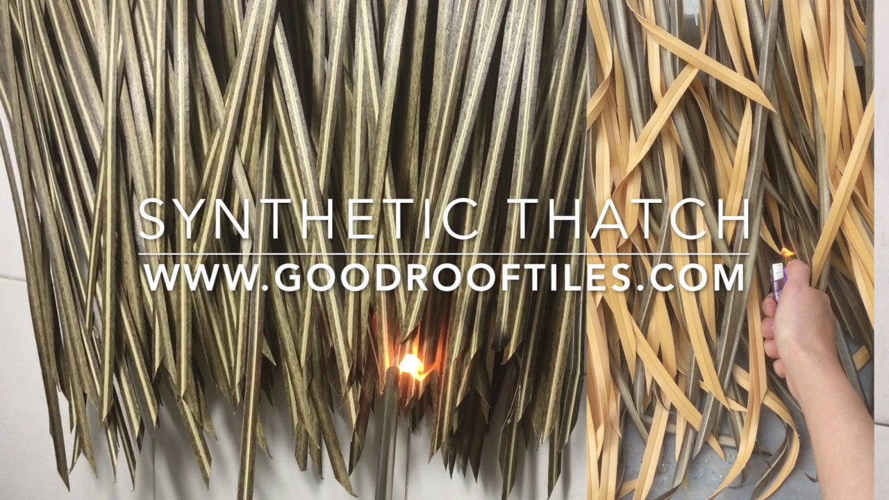 fireproof synthetic plam thatch/ thatched roof resort - YouTube