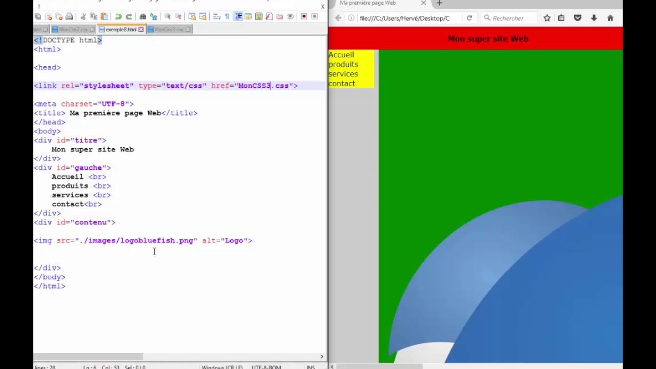 Site Web 8 - HTML & CSS - Div et Class - avec Notepad++ - YouTube