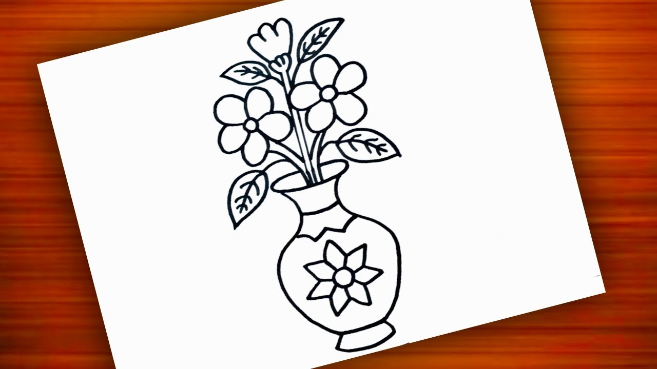 Flower Pot Drawing || How To Draw Flower Vase || Flower Vase Drawing ...