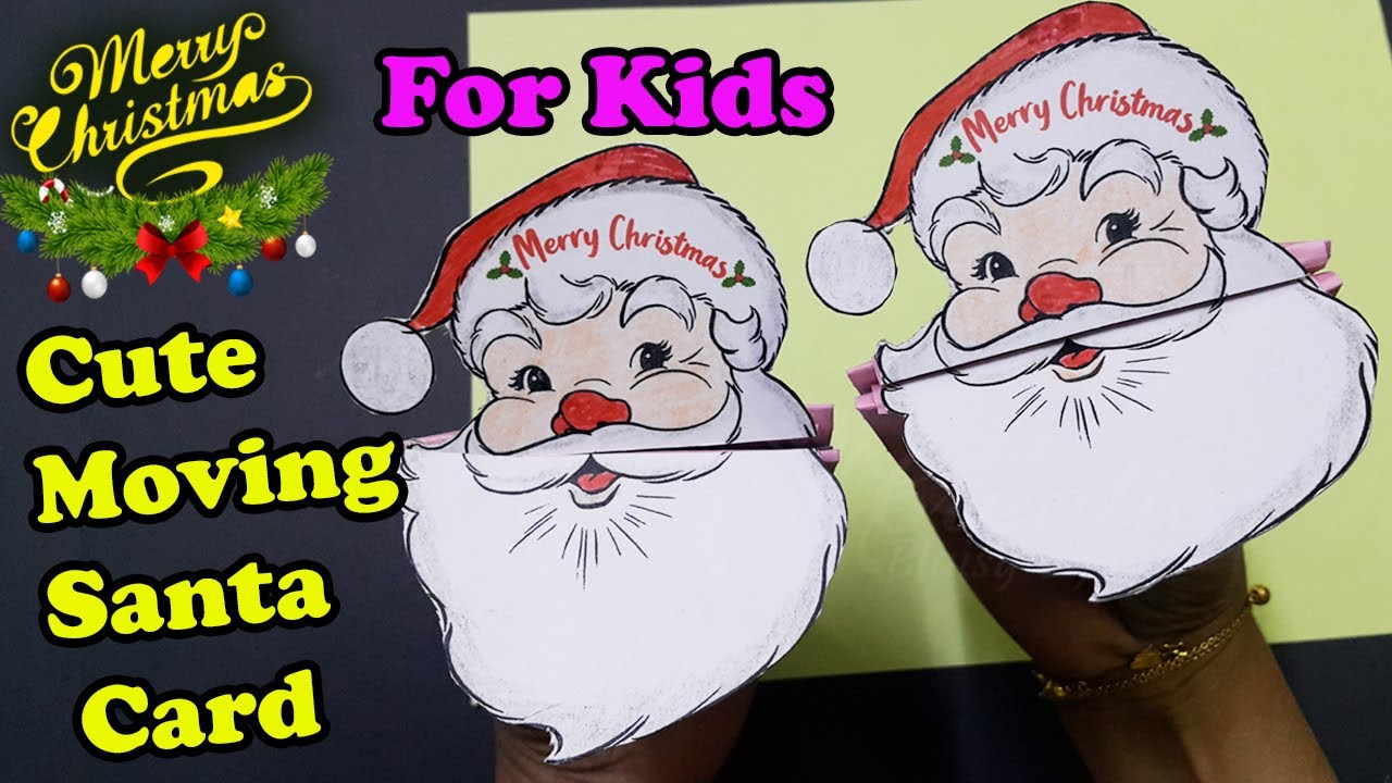 How to make cute moving Santa Card|| Christmas Hand Santa Puppets ...