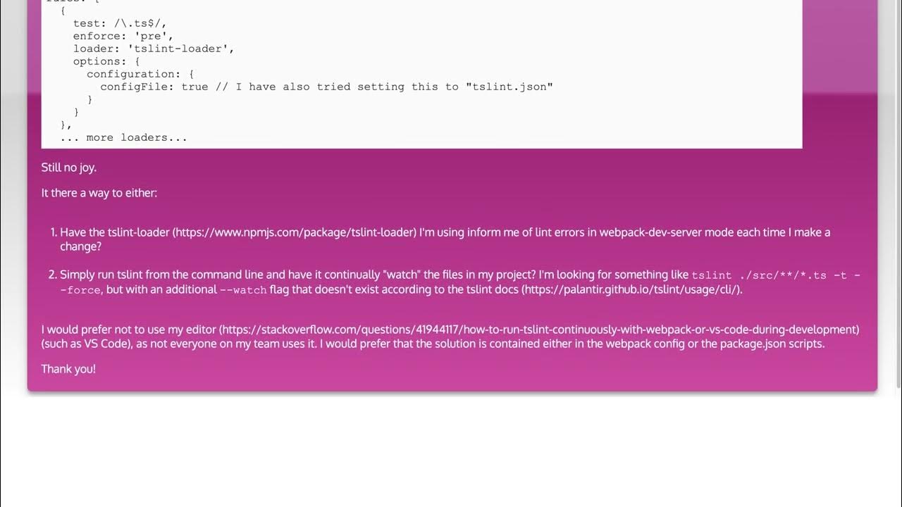 How do I get tslint to watch for changes in a specific folder? - YouTube