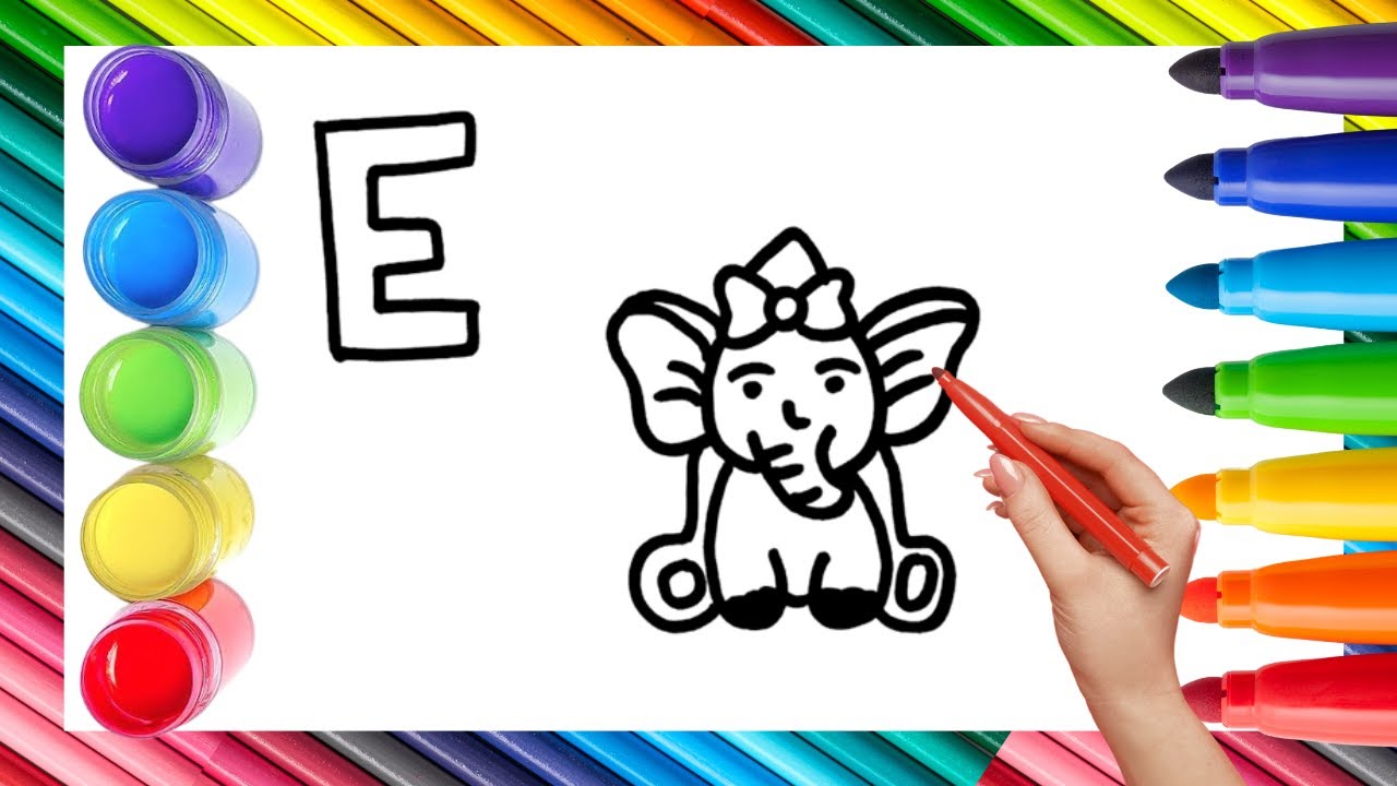 How To Draw cute Elephant Drawing, Painting & Coloring For Kids and ...