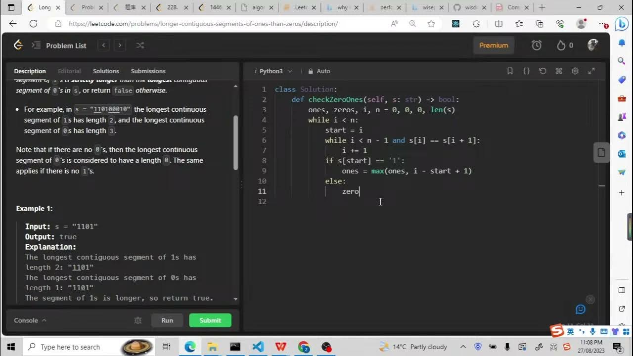 Leetcode 1869. Longer Contiguous Segments of Ones than Zeros (list groups) - YouTube
