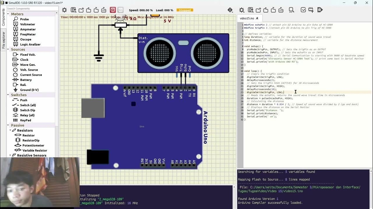 Simulasi Arduino Ultrasonic Sensor, pakai Simulide - YouTube