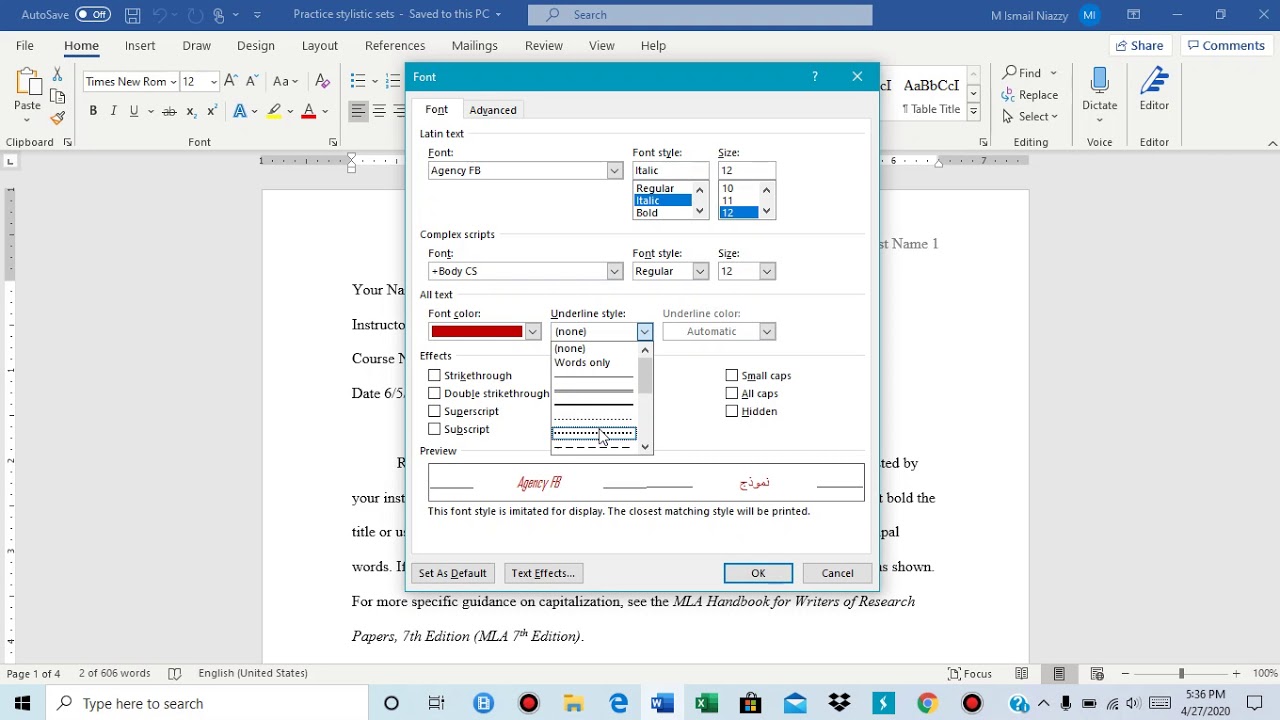 Stylistic set in word - YouTube