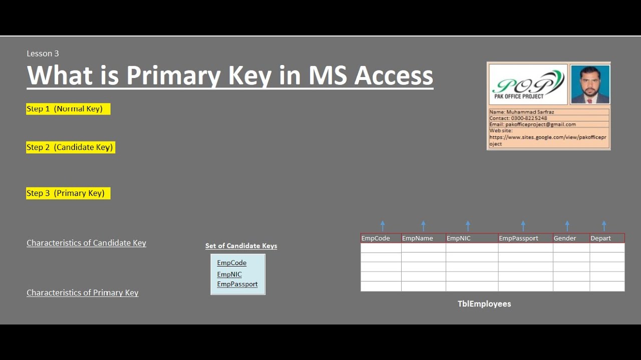 Lesson 3 What Is Primary Key In Access Table YouTube Lesson 3 What Is Primary Key In Access Table YouTube