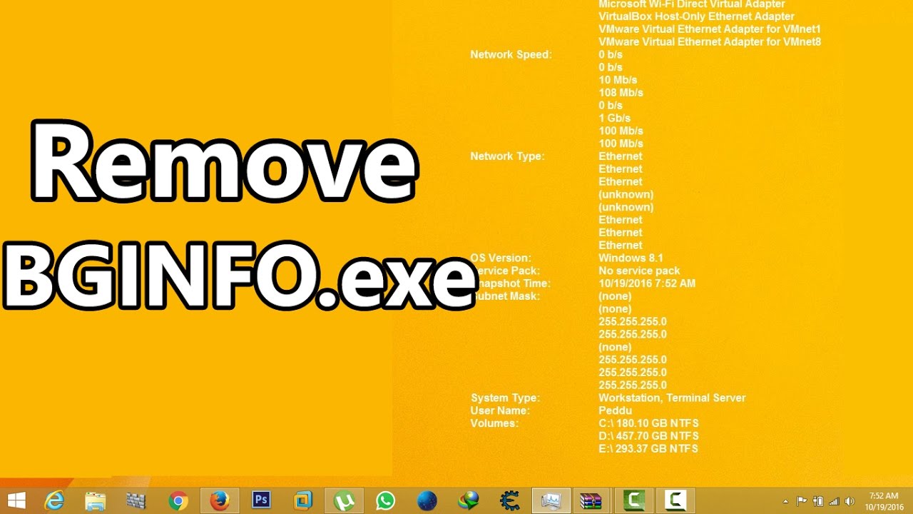 how to remove bginfo (windows 7,8.1,10) | Remove BGInfo.exe - YouTube